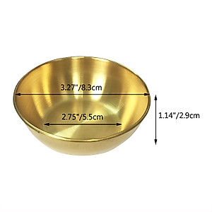 Set of 8 Stainless Steel Dipping Sauce Bowls, Soy Sauce Dishes, Seasoning Plate, Small Round Saucers, Appetizer Plate for Sushi, Side Dishes, Dessert, Tomato Sauce, Soy, BBQ, 3.27"x3.27"x 1.14" Gold