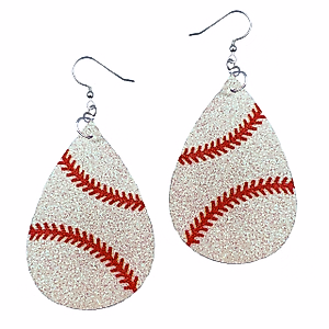 Baseball Earrings for Women - Baseball Jewelry - Baseball Mom Accessories - Baseball Stuff (Snowy White)