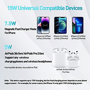 Magnetic Wireless Charger with Kickstand 15W, for MagSafe iPhone 14/14 Plus/14 Pro/14 Pro Max/13/13 Mini/13 Pro/13 Pro Max/12/12 Mini/12 Pro/12 Pro Max, Aluminum Round Mag Charging Pad, Black