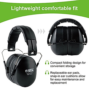 Hearing Protection Noise Cancelling Ear Muffs NRR 28dB Ear Protection For Shooting Gun Range Noise Reduction Over-the-Head Safety Headphones For Construction Manufacturing Work Mowing Woodwork Adult