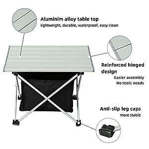 ROCK CLOUD Portable Camping Table Ultralight Aluminum Camp Table with Storage Bag Folding Beach Table for Camping Hiking Backpacking Outdoor Picnic