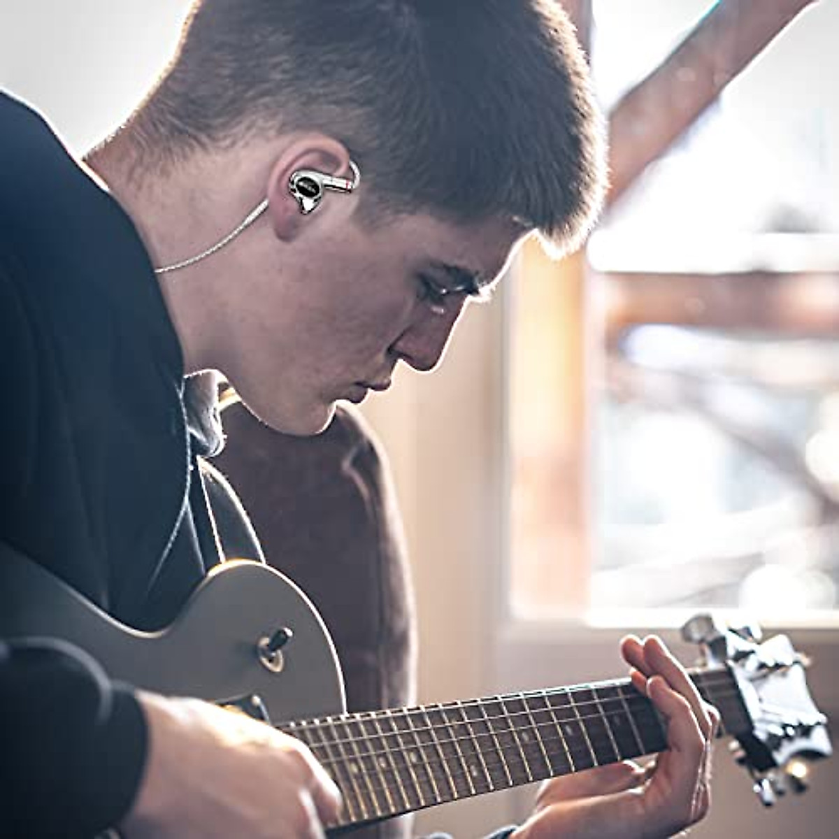 BASN Metalen PRO 4 Drivers in-Ear Monitors Headphones for Musicians, Noise Isolating Enhanced Bass Sound Earphones with CNC Metal Craft Shell, Wired Upgraded Detachable MMCX Cables(Gloss Black)