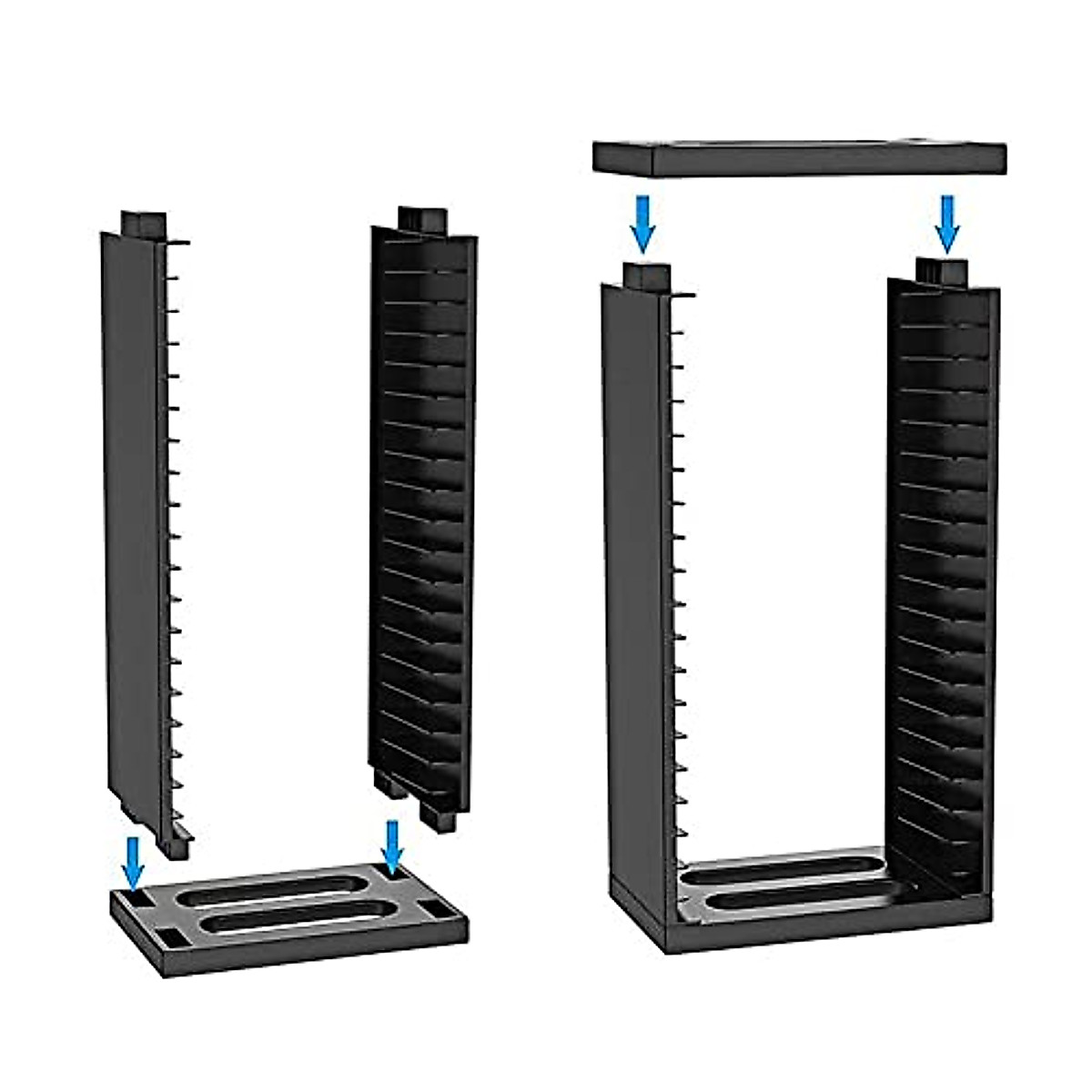 SALUTUY Game Holder Rack, Stylish Multimedia Storage Functional Game Accessories Organizer Game Disc Storage Organizer Shelf Space-Saving Adjustable for Game Discs