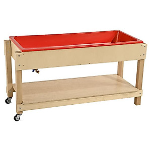 Wood Designs Sand and Water Sensory Play Table, Drainable Plastic Tub with Lid, Sturdy Birch Plywood Built for Kids, Daycare, Classroom 46" W x 17" D