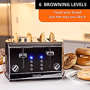 KRUPS KH734D Breakfast Toaster with Brushed and Chrome Stainless Steel Housing, 4-Slices with Dual Independent Control Panel, 6-browning levels, Silver