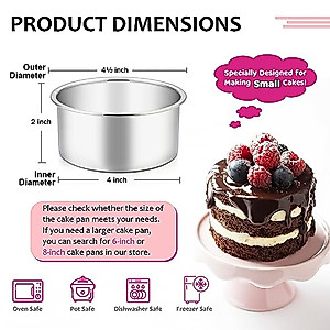 E-far 4 Inch Small Cake Pan Set of 3, Stainless Steel Mini Round Smash Cake Baking Pans, Non-Toxic & Healthy, Mirror Finish & Dishwasher Safe
