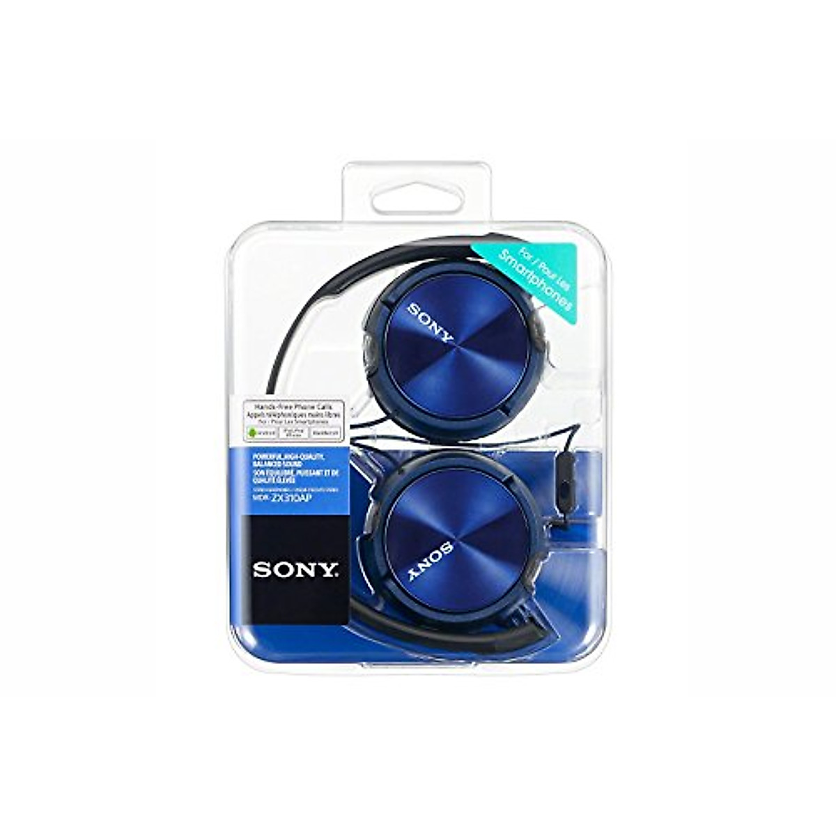 Sony Foldable Headphones with Smartphone Mic and Control - Metallic Blue