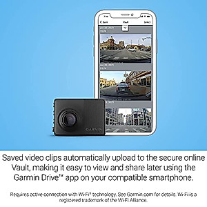 Garmin Dash Cam 67W, 1440p, 180-degree FOV, Remotely Monitor Your Vehicle and Signature Series Cloth