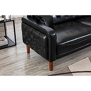 Black PU Waiting Room Chairs Sofa Conference Room Chairs, Office Reception Chairs Waiting Room Bench Guest Chairs, Office Guest Chairs Side Reception Chairs Sofa for Breakroom/Lobby/Events/Church