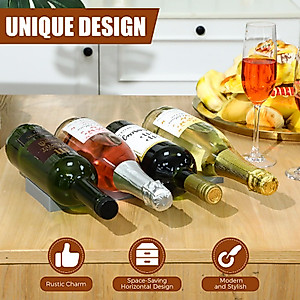 Thyle 10 Pcs European Style Wine Rack Countertop Refrigerator Bottle Display Mat Anti Slip Fridge Wine Bottle Holder Horizontal Storage Cabinet Shelf Bottle Organizer for Kitchen, Dark Gray