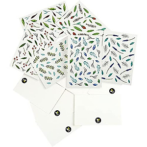 All Occasion Greeting Cards - Watercolor Nature Design - Beautiful Leaves Pattern - Includes 48 Cards and Envelopes - 4 x 6 Inches