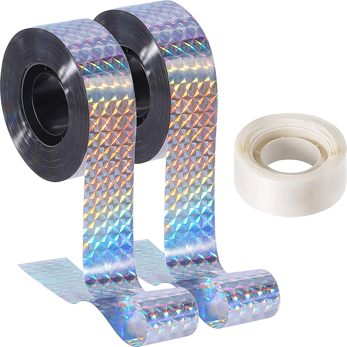 Chinco 2 Rolls Bird Reflective Tape, 262.47 ft x 0.94 in Per Roll Double Sided Bird Tape for Outside, Garden, Farm, Orchard or Courtyard