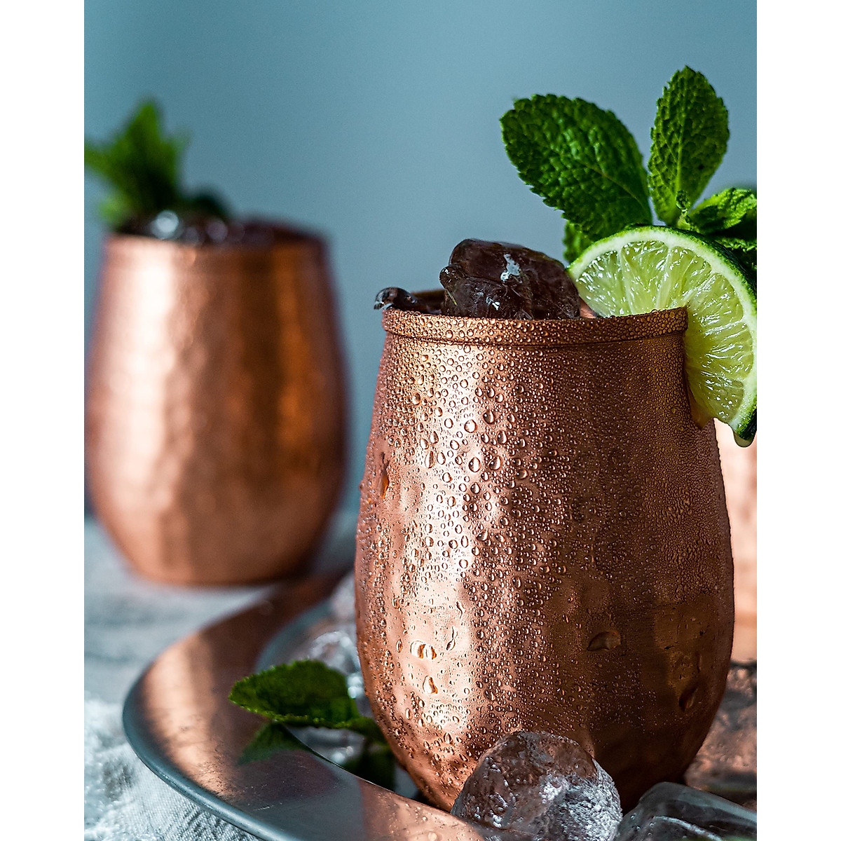 Kosdeg Copper Cups - 12 Oz set of 4 - A Unique Way To Enjoy Wine - The Perfect Pure Copper Tumbler for Water - Copper Drinking Cups Better Than Glasses or Plastic - Moscow Mule Copper Cup For Drinking