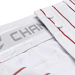 CHAMPRO Men' Triple Crown Knicker Style Baseball Pants with Knit-in Pinstripes and Reinforced Sliding Areas White,scarlet ,Large