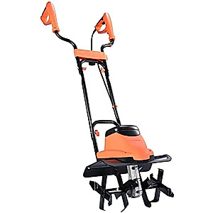 Kapoo Working Depth Electric Tiller Electric Garden Tiller Electric Cultivator 14 Inch 8.5 Amp Tilling Width 8-Inch bb06, Black Orange