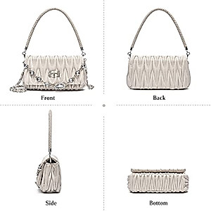 FANDARE Fashion Women Underarm Bag Handbag Top Handle Bag Shoulder Bag Satchel Bag Waterproof Messenger Bag PU Leather Crossbody Bag for Work Travel Office Party Shopping White