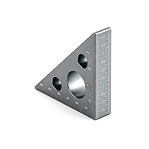 QWORK Aluminum Alloy 45 Degree Angle Ruler, Woodworking Carpenter Imperial Metric Square Triangle Ruler Angle Measurement Workshop Measurement Tool