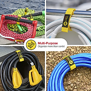 Quick-Straps by Wrap-It Storage - 12" (12 Pack) Yellow - Extension Cord Holder for RV and Boat Organizing
