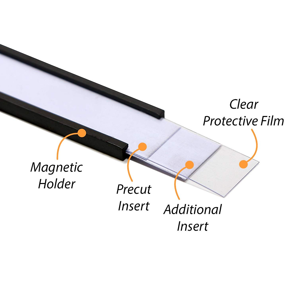 SmartSign Magnetic 'C' Channel Label Holders for Metal Racks and Shelves | 0.5" x 4" Pack of 25