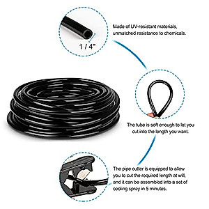 Kesfitt Misters for Outside Patio, 33FT(10M) DIY Misting Line,12pcs Brass Nozzle, Anti-UV Tube, a Brass Adapter(3/4") Outdoor Misting Cooling System Garden Greenhouse Courtyard Trampoline