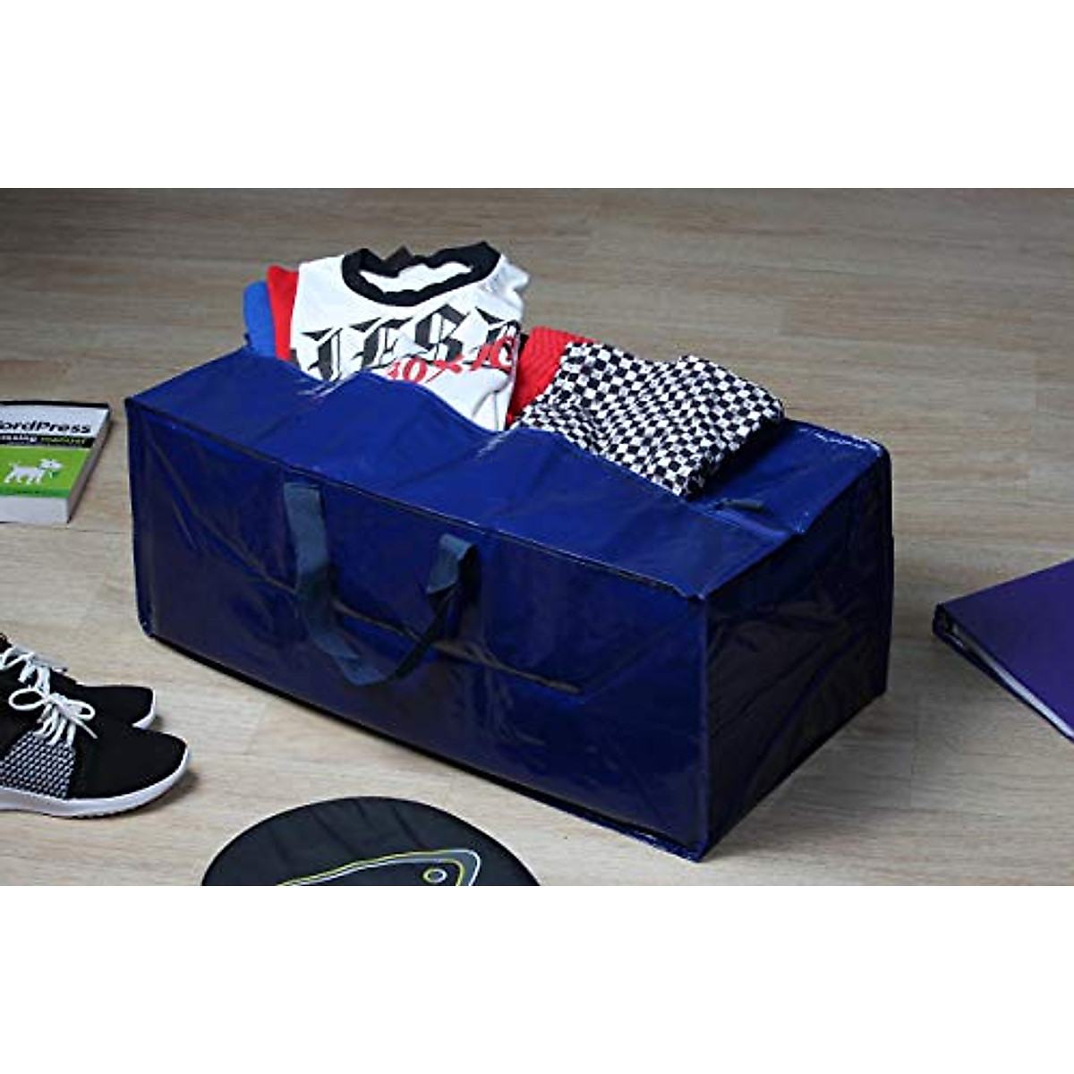 Earthwise Heavy Duty Extra Large Storage Bag Moving Tote Backpack Carrying Handles & Zipper Compatible with IKEA Frakta Hand Carts Wardrobe Boxes Packing Supplies Alternative to Moving Boxes (8 Pack)