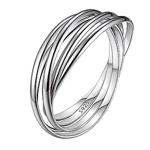 ChainsProMax Silver Rolling Ring Size 8 Interlocked Anxiety Ring Cute Stackable Knuckle Rings for Women Sterling Silver
