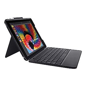 Logitech Slim Combo Case with Detachable Backlit Bluetooth Keyboard for iPad (5th & 6th Generation), Black