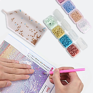 Ecurfu 84 Slots Diamond Painting Storage Containers, 28 Girds 3 Pack, Bead Storage Containers, Diamond Art Organizer Box, Diamond Painting Accessories, Embroidery Storage with Label Stickers