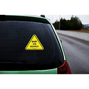 Evoque Baby On Board Sticker for Cars, 5” by 6” Inch Vinyl car Decals, no Need for Suctions Cups and Magnets- Strong Adhesive/Heat Resistant Vinyl Baby on Board Sticker, Baby Safety (Pack of 2)