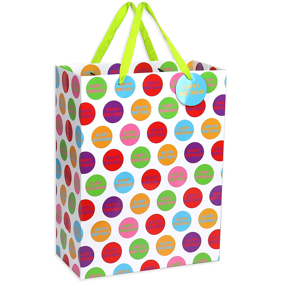 Fzopo Birthday Gift Bag Assortment with Ribbon Handle, 12 Pcs Premium Quality Assorted Sizes Paper Bags Set, XL 13x17x6.5, Large 12x15x4.8, Medium 7x9x4.2 inches, 6 Designs