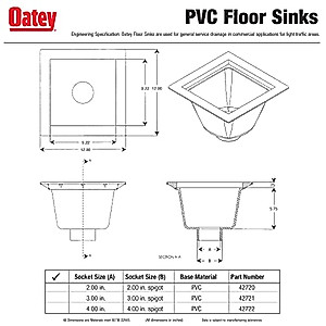 Oatey 42722 PVC Floor Sinks and Accessories, 4 in, White