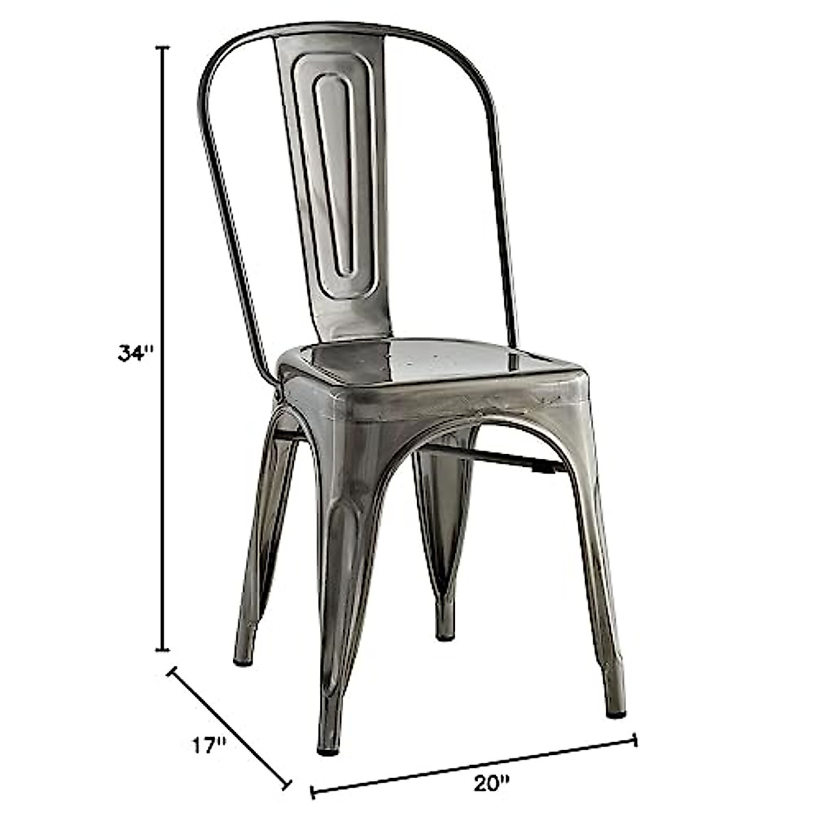 Modway Promenade Industrial Modern Steel Kitchen Room Gunmetal, One Dining Chair