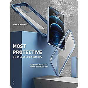 i-Blason Ares Case for iPhone 13 Pro 6.1 inch (2021 Release), Dual Layer Rugged Clear Bumper Case with Built-in Screen Protector - Azure