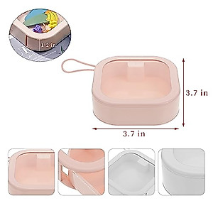 4Pcs Hair Tie Organizer,Portable Hair Tie Holder Organizer Containers Stackable Hair Ties Qtip Holder Travel Cotton Swab Dispenser Hair Accessories Organizer Box (Pink And White)