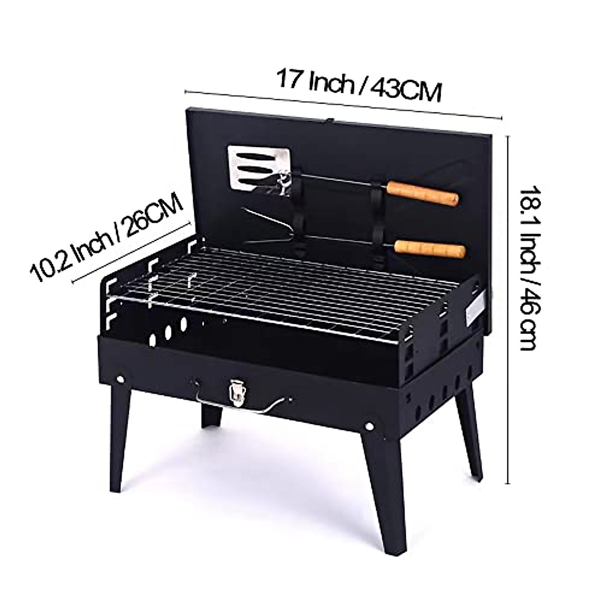 Advanced Portable Charcoal Grill Outdoor Folding Barbecue Grill Comes with BBQ Toolbox Grill Barbecue Grill Stall