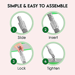 Turbo Microfiber Mop Floor Cleaning System - 18-inch Dust Mop with 4 Reusable Pads for Hardwood and Tile, 360-Spin Floor Mop Head & Extendable Handle - Household Cleaning Tools