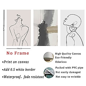 Modern Line Painting Abstract Line Wall Art Abstract Sketch Art Women Outline Poster Black and White Abstract Print Woman Silhouette Poster Minimalist Line Art Black and Beige Art 16x24inchx3 No Frame
