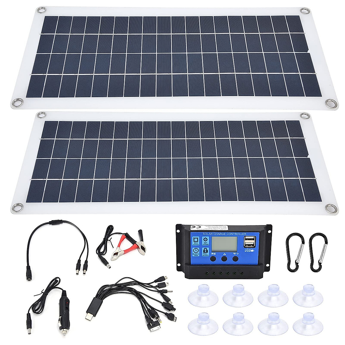 01 02 015 Solar Charging Panel, 2x10W Dual Female USB Port Photovoltaic Wide Application Solar Panel Set for Outdoor for Emergency for Boats for RVs for Satellites
