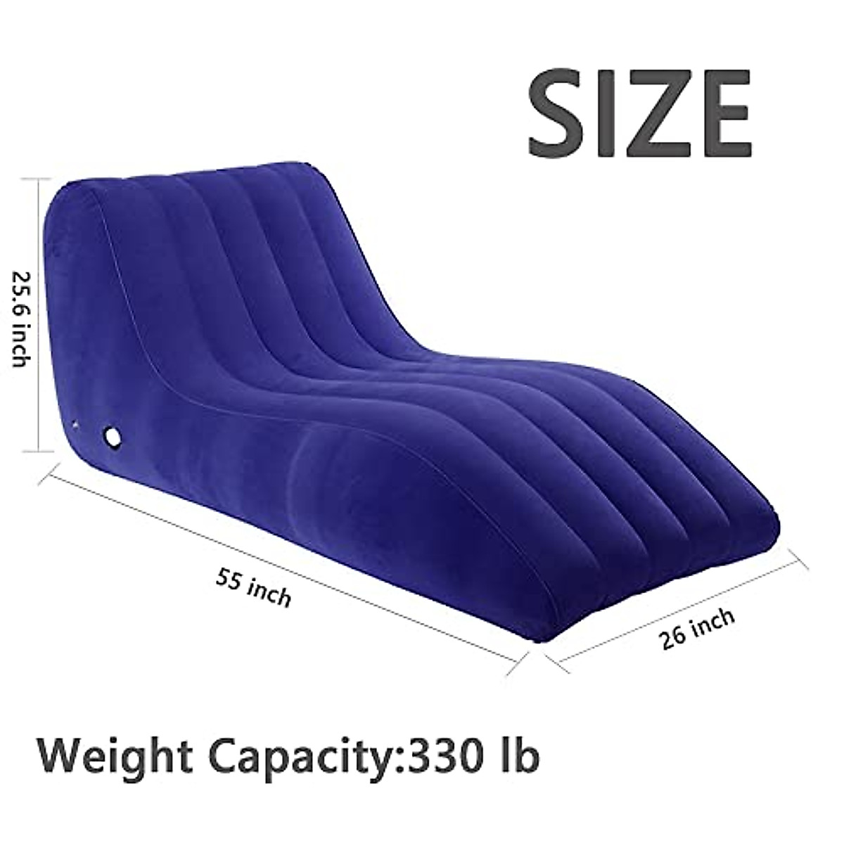ptlsy Inflatable Lounge Chair for Adult,Chair Sofa with Household Air Pump, S-Shape Air Sofa Couch, Inflatable Lounge Deck Chair Multi-Function for Indoor Livingroom Bedroom Indoor Outdoor (Blue)