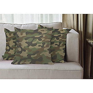 EKOBLA Camouflage Throw Pillow Cover Military Army Green Hunting Solider Combat Forest Woodland Cozy Square Cushion Case for Men Women Boys Girls Room Home Decor Cotton Linen 18x18 Inch