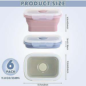 Mifoci 6 Pcs Silicone Food Containers 11.8 oz Collapsible Storage Containers with Airtight Lids Stacking Meal Prep Lunch Leftover Food fruits Storage Foldable Box for Freezer Microwave Dishwasher Safe