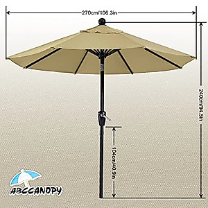 ABCCANOPY Durable Patio Umbrellas 9' Khaki