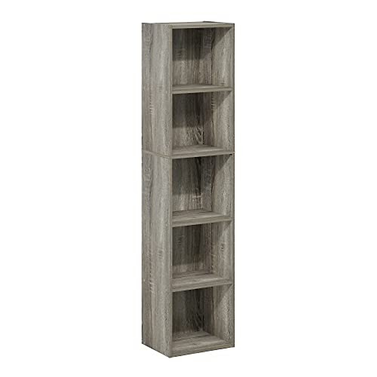Furinno Luder Bookcase/Book/Storage, 5-Tier Cube, French Oak & Pasir 4 Tier Open Shelf, French Oak Grey