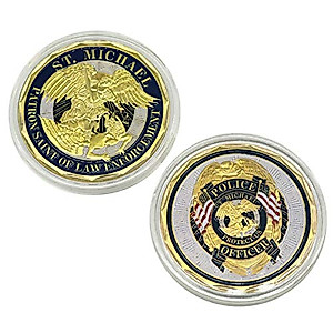 St. Michael Police Officers Challenge Coin,Patron Saint of Law Enforcement Prayer Coins