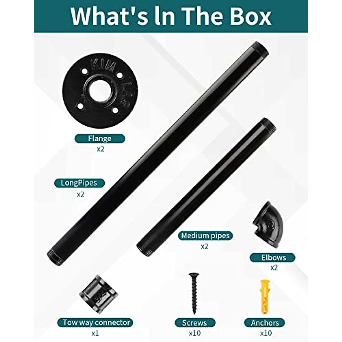 AOKLIT 2 Pack Clothes Rack 36.2 Inch Industrial Pipe Wall Mounted Closet Rod, Space-Saving Clothing Rack, Heavy Duty Detachable Garment Rack, Multi-Purpose Closet Rods For Hanging Clothes 2 Base