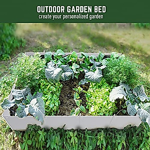 MAXPACE Raised Garden Bed Kit Outdoor Large Modular Plastic Planter DIY The Shape for Growing Vegetables - White