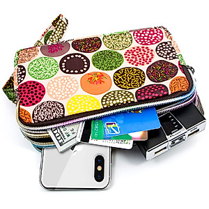 BIAOTIE Large Capacity Wristlet Wallet - Women Printed Nylon Waterproof Handbag Clutch Purse (F-16)