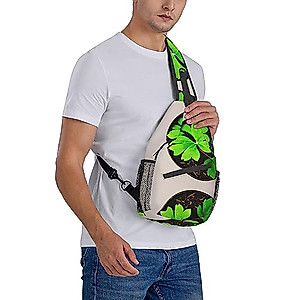 SSIMOO St Patricks Day Leaves Fashion Chest Bag,Travel Bag,Light And Comfortable Satchel-Multi-Purpose Small Backpack