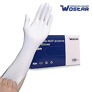 White Disposable Gloves Medium100pcs 4 Mil Powder Latex Free Safety Working Nitrile White Exam Gloves