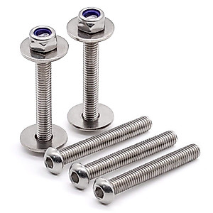 Glvaner M10-1.5 x 35mm (8 Sets) Button Head Socket Cap Screws with M10-1.5 Hex Locknuts and Large Flat Washers Assortment Tool Set